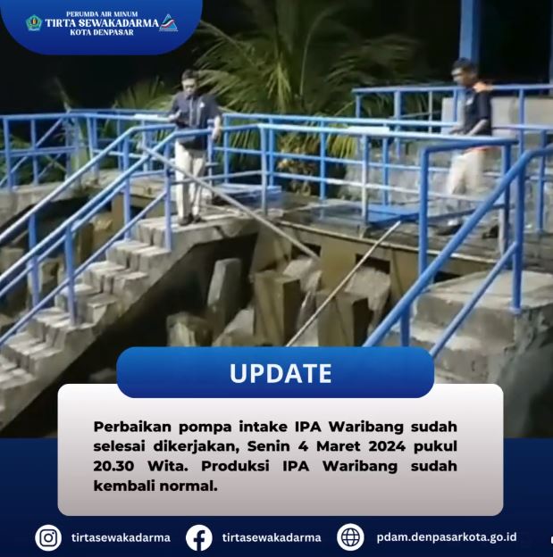 Perbaikan pompa intake Instalasi Pengolahan Air (IPA) Waribang telah ...